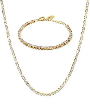 CRYSTALS AND CO Cubic Zirconia Tennis Set - Gold