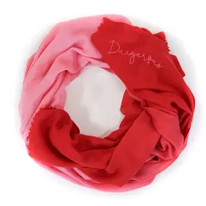 ZENZEE Embroidered Cashmere Pashmina Scarf Pink Ombr - Red