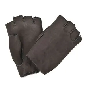 OWEN BARRY Sheepskin Fingerless Gloves - Brown