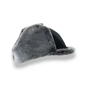 MISTER MILLER - MASTER HATTER Driver's Reversible Shearling Trapper Hat - Black/grey