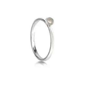 THE JEWELLERY STORE LONDON June Birthstone Stackable Ring - White/silver