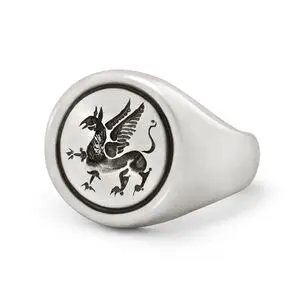 SNAKE BONES Griffin Signet Ring - Silver