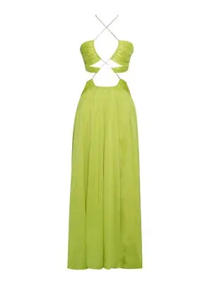 MISS CIRCLE NEW YORK Pleated Chiffon Maxi Dress - Green