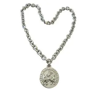 JAGGED HALO JEWELRY Lion Tamer Stainless Steel Pendant Necklace - Silver