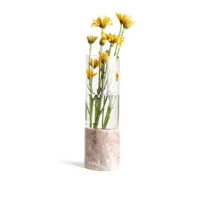 And Jacob Soliflor Marble Vase & Purple - Pink
