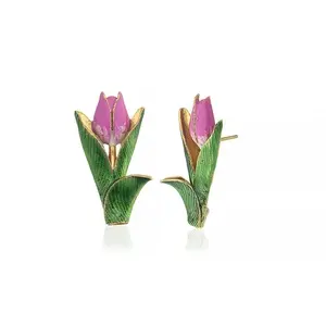 MILOU JEWELRY Tulip Flower Stud Earrings - Pink