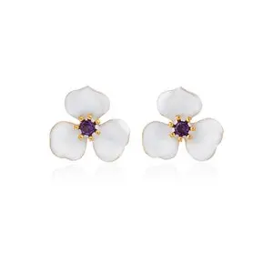 MILOU JEWELRY Petal Flower Earrings - White