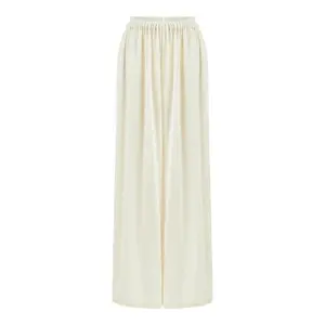 LILAMIE Istanbul Loose Fit Elastic Waist Long Summer Pants - Beige