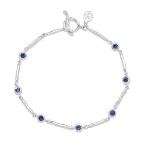 DOWER & HALL Sapphire Dewdrop Link Bracelet - Silver