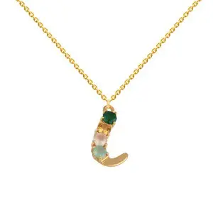 LAVANI JEWELS Initial L Pendant Necklace Yellow
