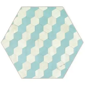 E. INDER DESIGNS Small Placemats Set Of Six In Light Hexagonal Design. Heat Proof. Please Measure Plate Before Purchase - Blue