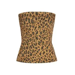 LAHIVE Neutrals Cheetah Carrie B. Strapless Reversible Top