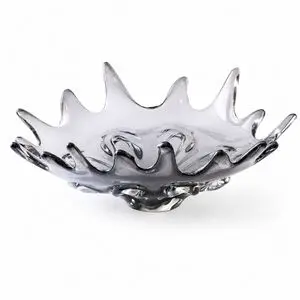 BELS & PEARL Grey Hand-blown Clear Glass Flame Bowl Grey