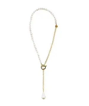ADRIANA PAPPAS DESIGNS Freshwater Pearl Lariat Necklace - Yellow