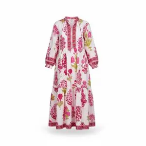 MARY MARSHMALLOW Midi Dress Block Print Floral - Pink