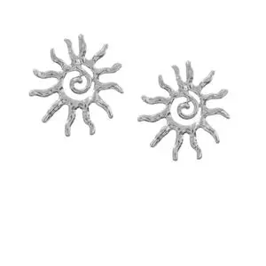 MAISON DE GALA Spiral Sunburst Stud Earrings - Silver