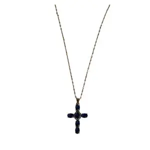 MISS MAY THE BRAND Trinity Cross Necklace - Blue