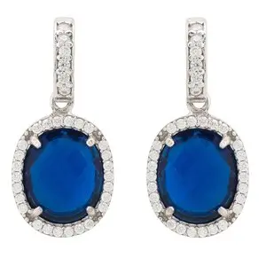 LATELITA Latelita Beatrice Oval Gemstone Drop Earrings With Sapphire Hydro And Cubic Zirconia In Sterling Silver