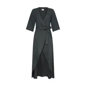 SOLPARDUS Delphi Linen Evergreen Kimono Robe