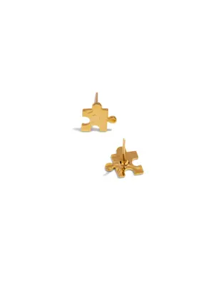 JAREDJAMIN Puzzle Piece Stud Earrings - Gold
