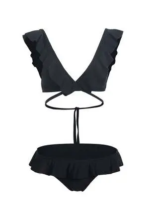PAOLA AMADOR Karina Ruffled Bikini - Black