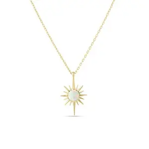 SPERO LONDON White Opal Northernstar Sterling Silver Pendant Necklace - Gold