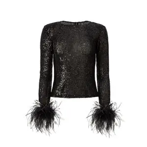 LITA COUTURE Sequin Open-back Top