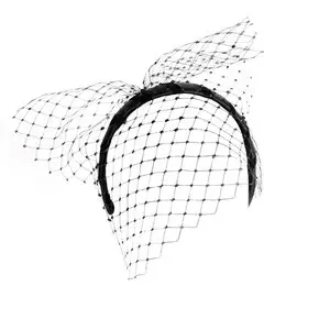VICTORIA CHARLES HEADPIECES Veiling Headpiece On Satin Headband - Black