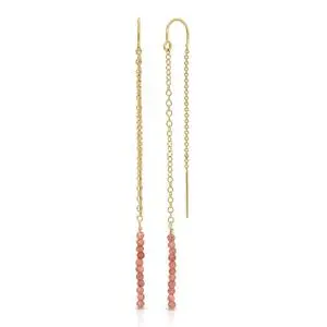 HEATHER HAWKINS Rhodonite Gemstone Threader Earrings - Gold