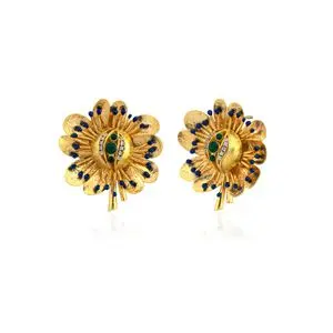 MILOU JEWELRY Antique Flower Earrings - Blue