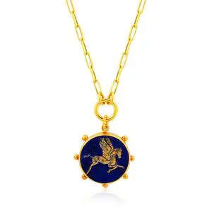ECE LONDON Ece London Pegasus Necklace In 22K Gold Vermeil And Lapis Lazuli Blue/gold