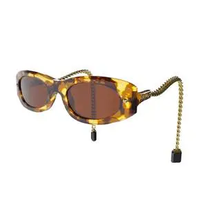 SABATINO Guerrilla Frames Leopard Acetate Sunglasses With Gold And Gemstone Detailing - Yellow