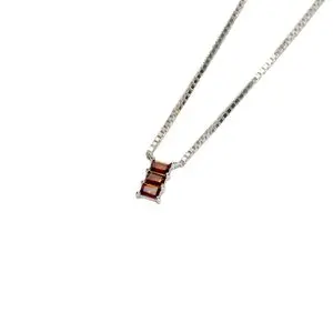 NASI SILVER Baguette Nahar Necklace - Red