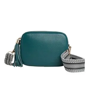 BETSY & FLOSS Verona Crossbody Bag With Tassel And Chevron Strap - Green