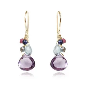 MOUNIR LONDON Amethyst Cluster Drop Earrings - Purple