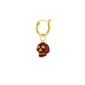 TRUE ROCKS Skull Hoop Earring Gold/red