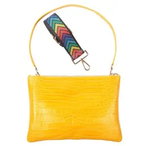 SJW BAGS LONDON Leather Bag With Croc-embossed Detail And Two Straps - Yellow