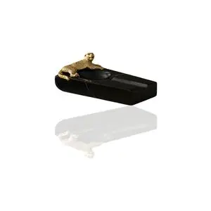 MARLETH Gold / Black Black Marble Cigar Ashtray With Gold Cheetah Detail - Gold/black