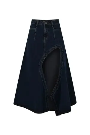 GOC DENIM Denim Maxi Skirt With Slit