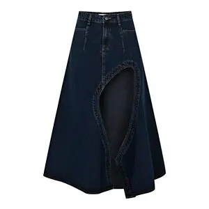 GOC DENIM Maxi Skirt With High Slit