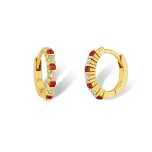 JEWELBIRD Ruby And Diamond Huggie Earrings - Red/gold