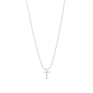 SHYMI Mini Pave Cross Ball Chain Necklace - Silver