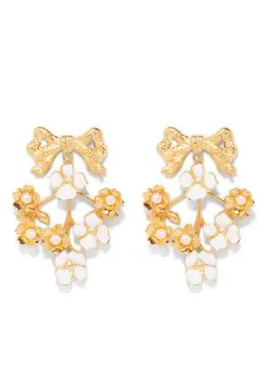 THE PINK REEF Floral Dangle Earrings - Gold