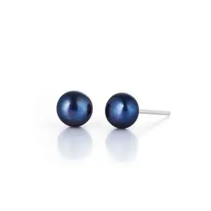 NELLOU JEWELLERY Peacock Pearl Stud Earrings - Grey/blue