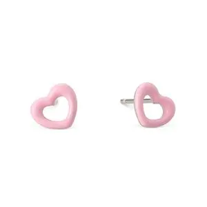 DOLCETTO DESIGNS Cometa Enamel Heart Stud - Silver