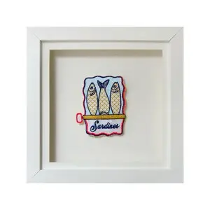 LILLY LOVES Sardines Embroidered Artwork - Blue