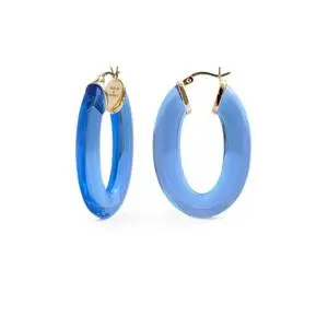 GOLD & HONEY Flat Oval Hoop Earrings - Blue/gold