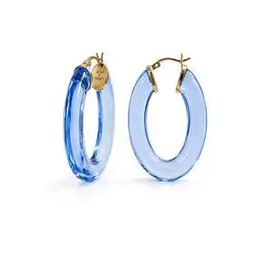 GOLD & HONEY Flat Oval Hoop Earrings - Blue/gold