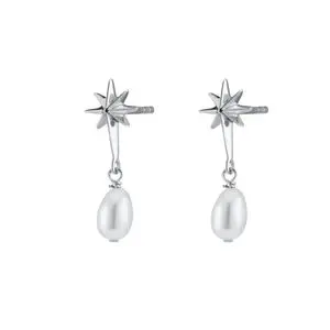 SCREAM PRETTY Angel Star & Pearl Drop Stud Earrings - Silver