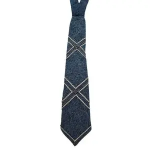 NANDANIE The Denim Crystal Plaid Necktie - Blue